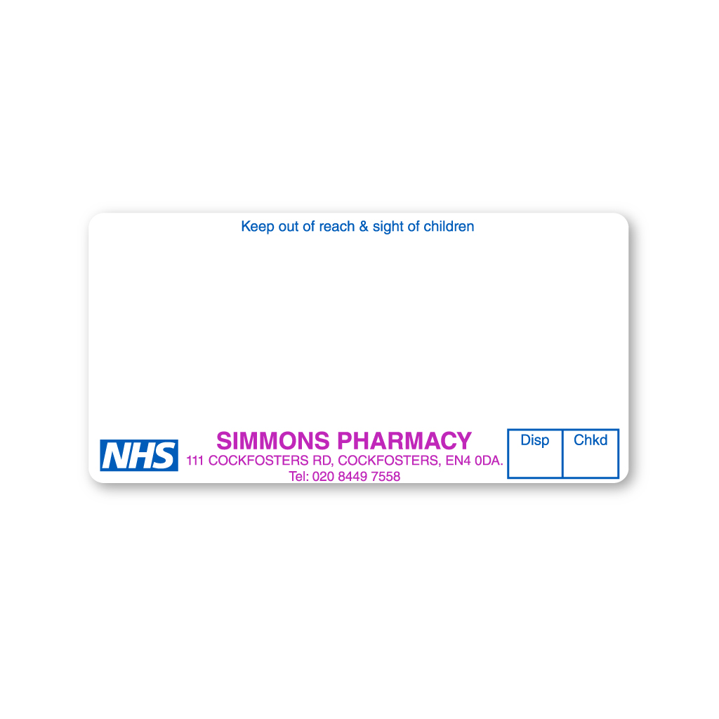 Simmons Pharmacy Labels | EMT Healthcare